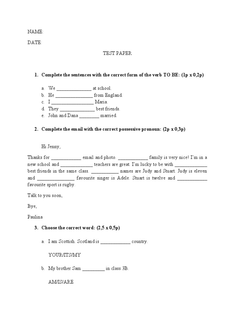 Test Paper 5th Grade | PDF | Foreign Language Studies | Teaching ...