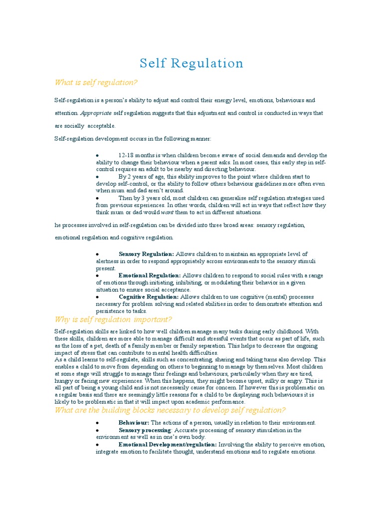 Developing Self-Regulation: Understanding the Importance, Building ...