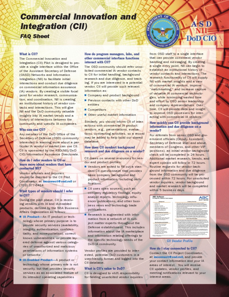 CII Pilot Provides Single Point for DoD IA Vendor Info | PDF ...