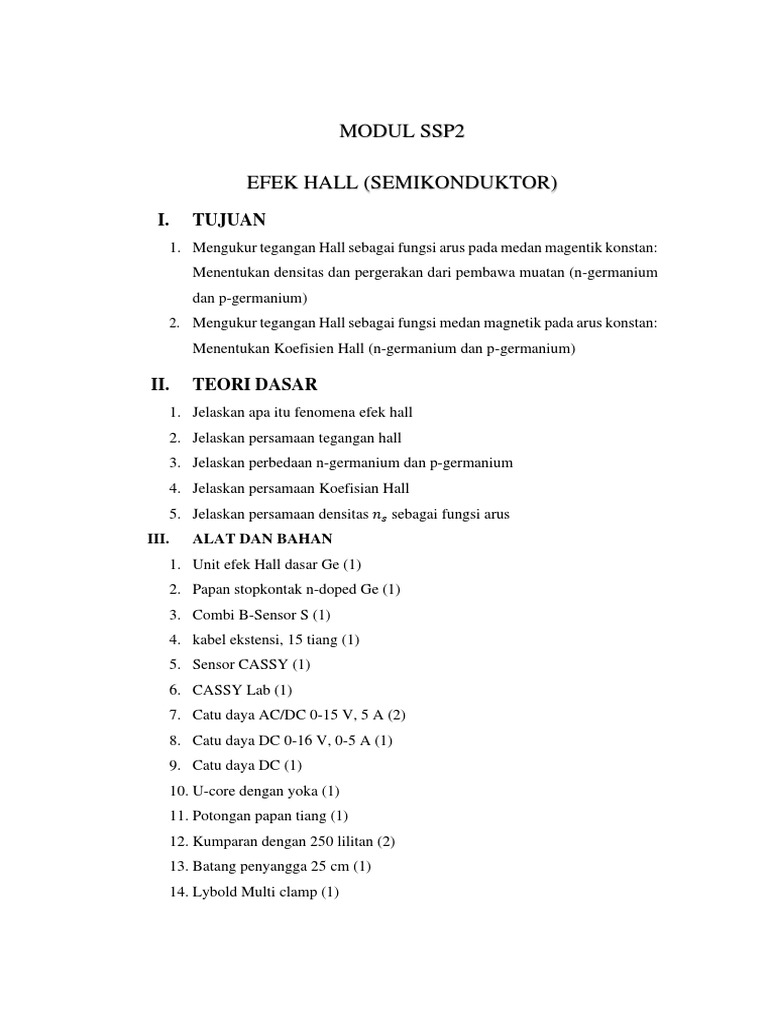 SSP2 - Efek Hall Semikonduktor | PDF