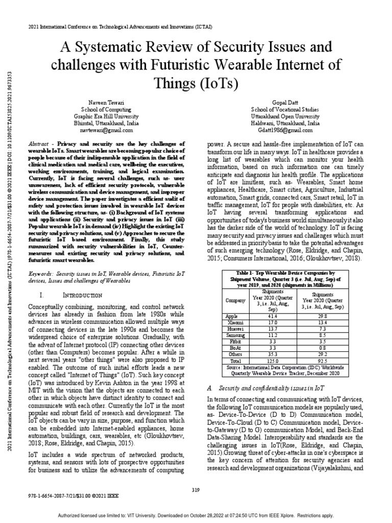A Systematic Review of Security Issues and Challenges With Futuristic ... A Systematic Review of Security Issues and Challenges With Futuristic ...