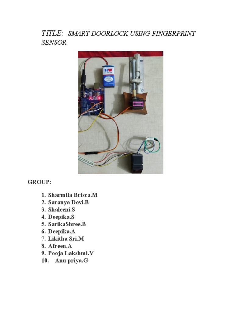 Smart Doorlock Using Fingerprint Sensor | PDF | Arduino | Fingerprint