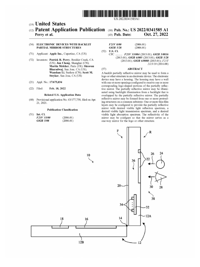 Electronic Devices With Backlit Partial Mirror Structures | PDF
