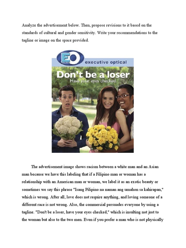 Proposed Revisions to an Advertisement to Promote Cultural Sensitivity ...