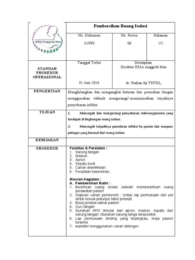 Spo Pembersihan Isolasi | PDF