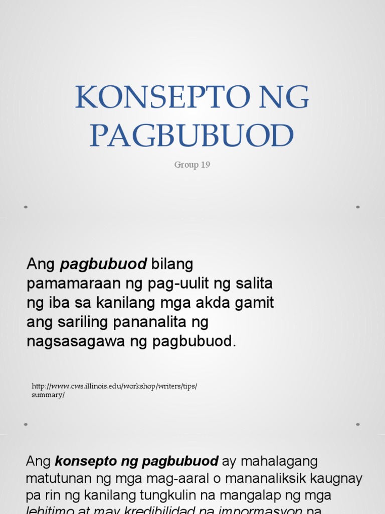 Konsepto NG Pagbubuod | PDF