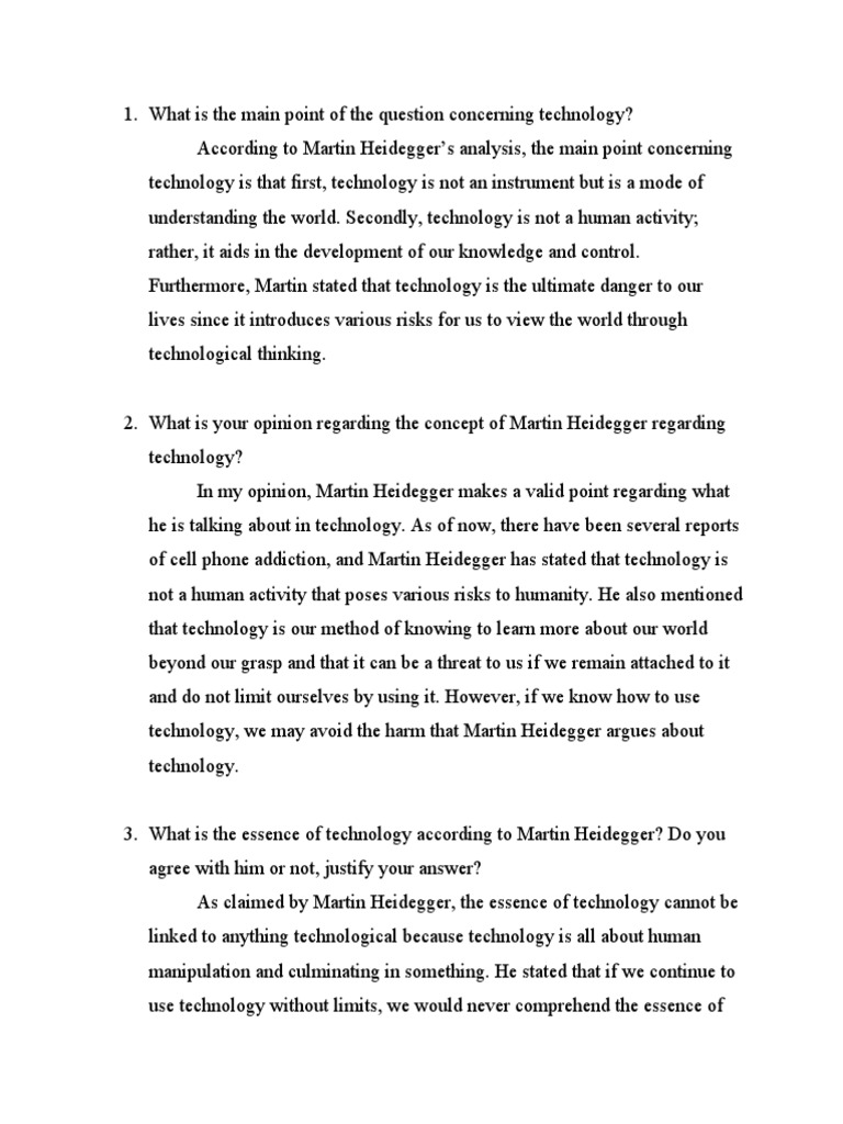 What Is The Main Point of The Question Concerning Technology | PDF ...