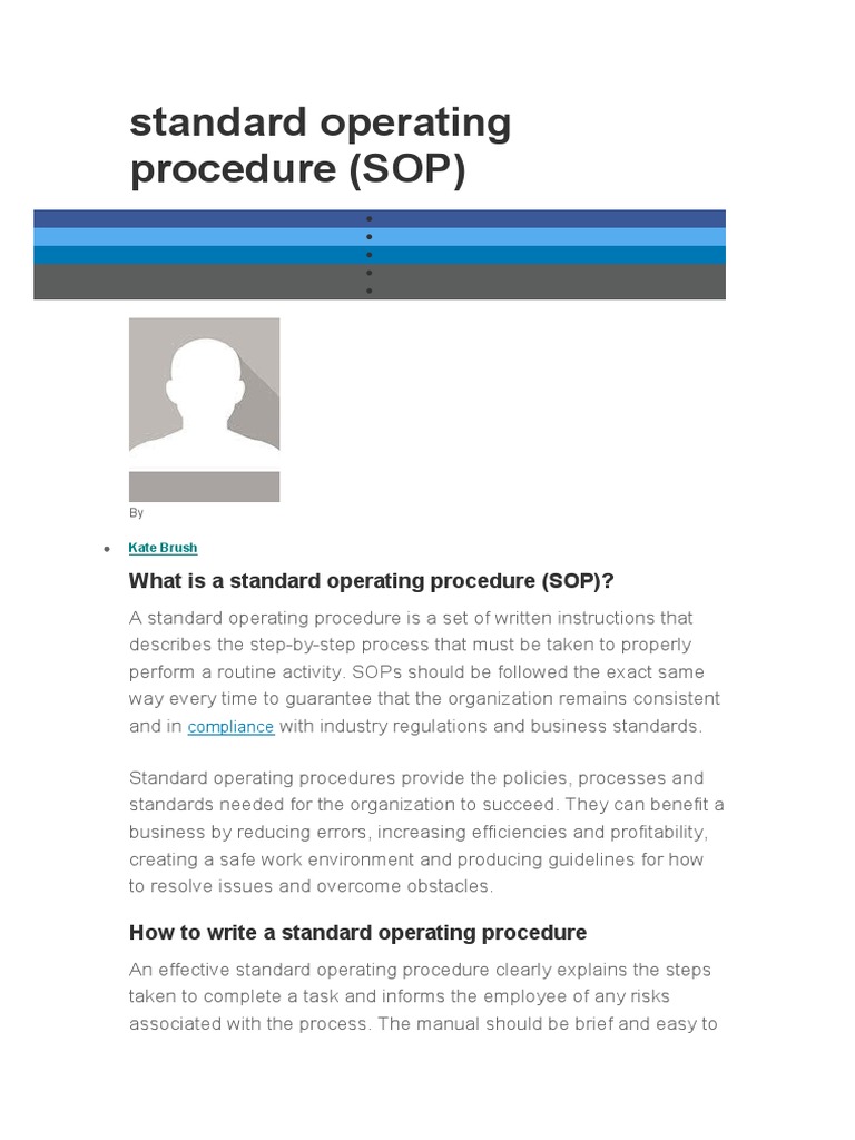 SOP Guide: How to Write Standard Operating Procedures | PDF ...