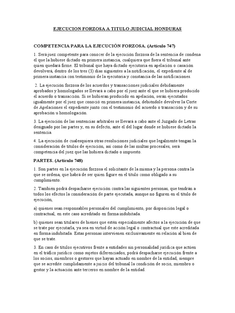 Ejecucion Forzosa A Titulo Judicial Honduras | PDF | Sentencia (ley ... Ejecucion Forzosa A Titulo Judicial Honduras | PDF | Sentencia (ley ...