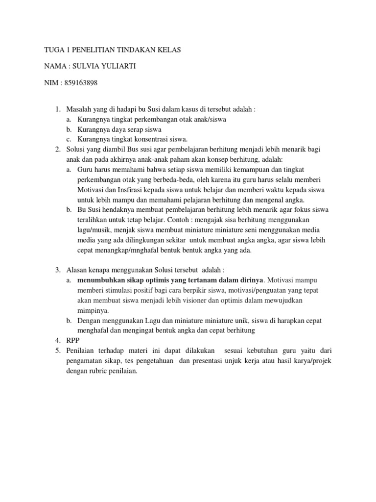 Tuga 1 Penelitian Tindakan Kelas | PDF