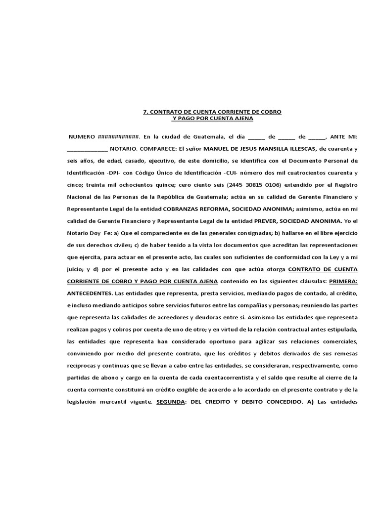 Contrato de Cuenta Corriente | PDF | Pagos | Contabilidad