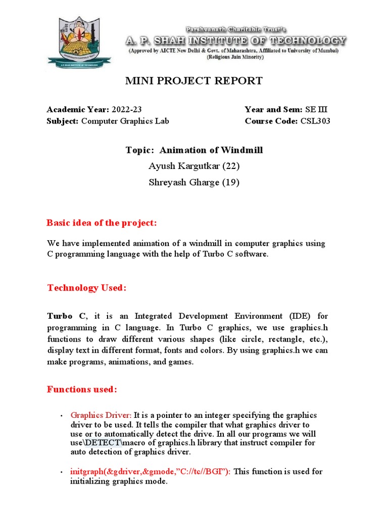 CG Mini Proj 2 | PDF | Computers