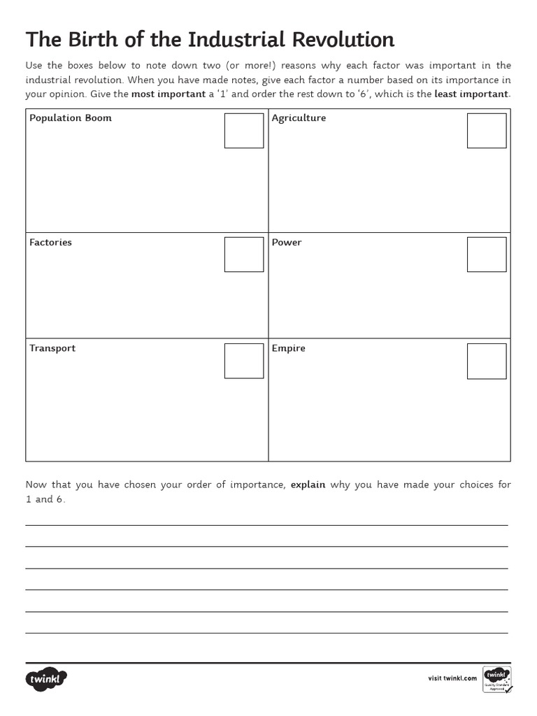 Industrial Revolution Activity Sheet | PDF | Finance & Money Management ...