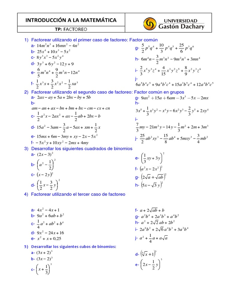 TP-factoreo 2021 | PDF | Factorización | Álgebra