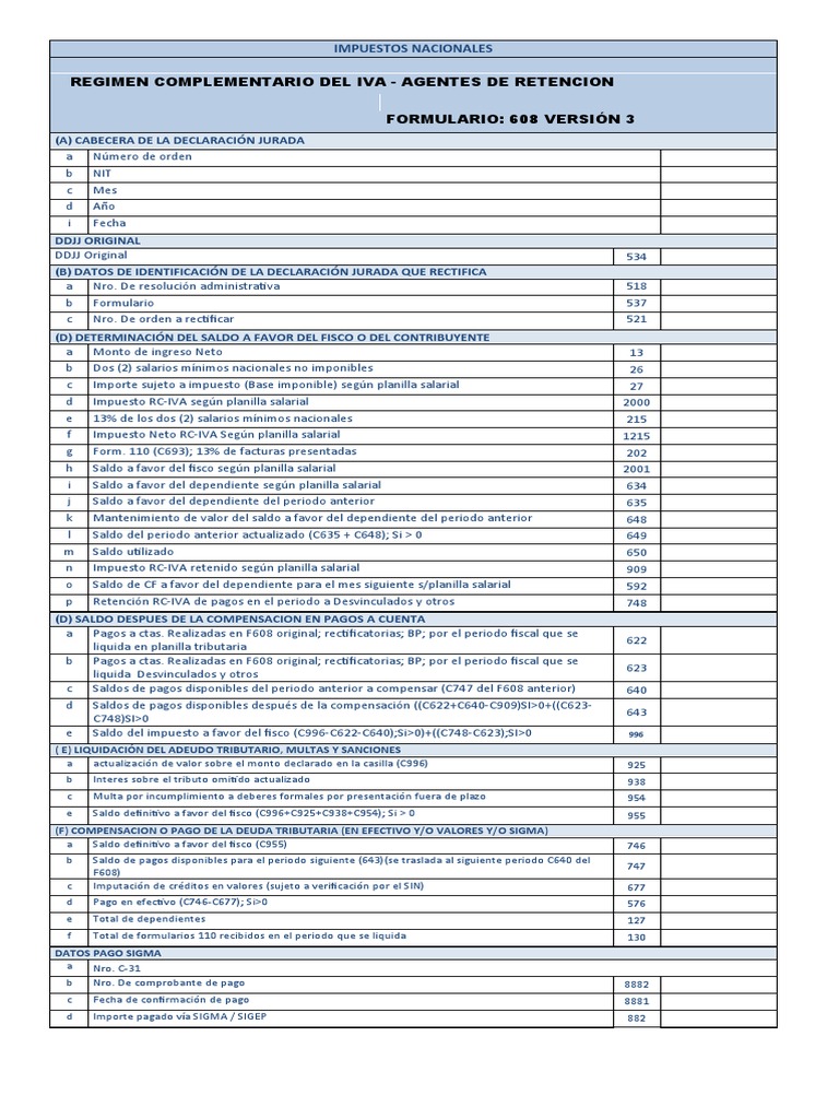 Formulario 608 Version 3 | PDF | Impuestos | Finanzas del gobierno