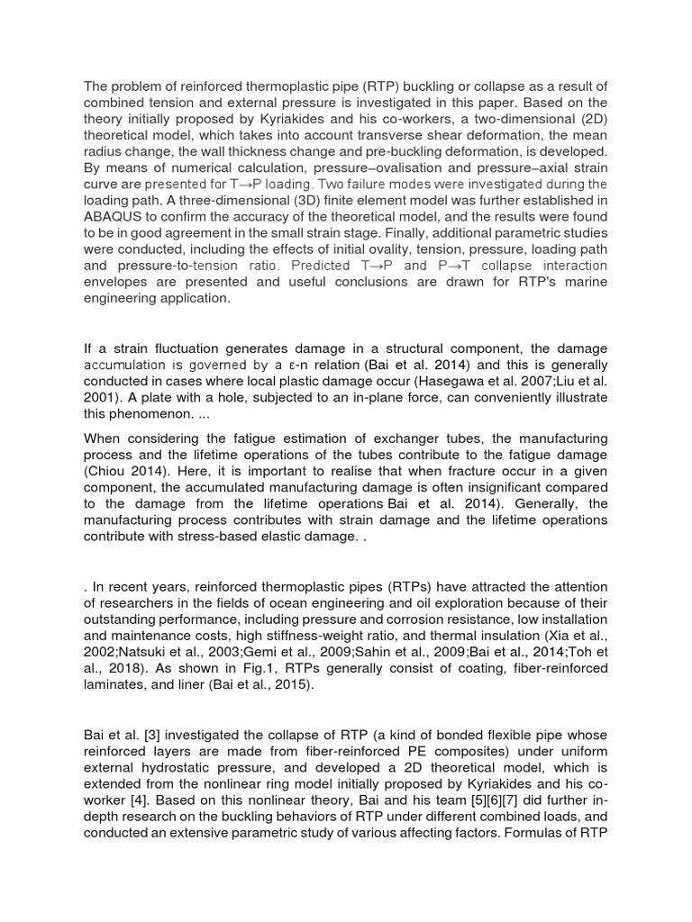 RTP Pipe Charactersics | PDF | Buckling | Composite Material