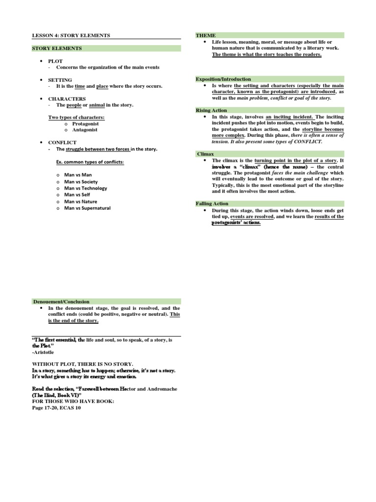 English 10 Story Elements | PDF | Plot (Narrative)