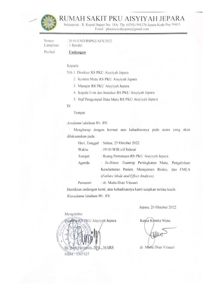 Undangan Iht PMKP | PDF