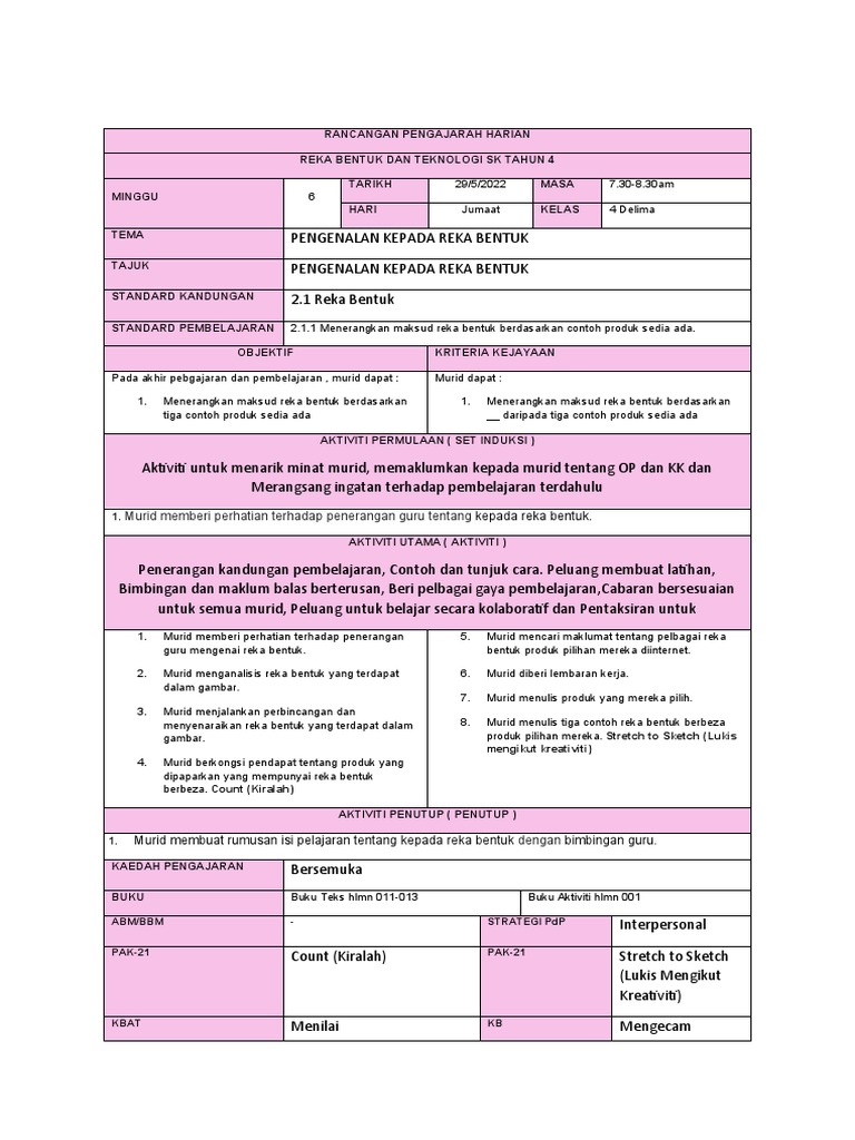 RPH Minggu 5 RBT THN 4 by Cikgu Gorgeous | PDF