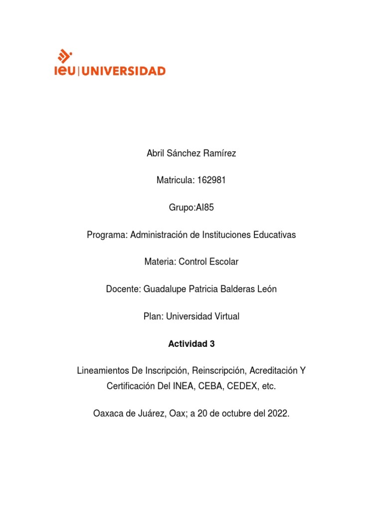 Lineamientos de Inscripción, Reinscripción, Acreditación Y ...