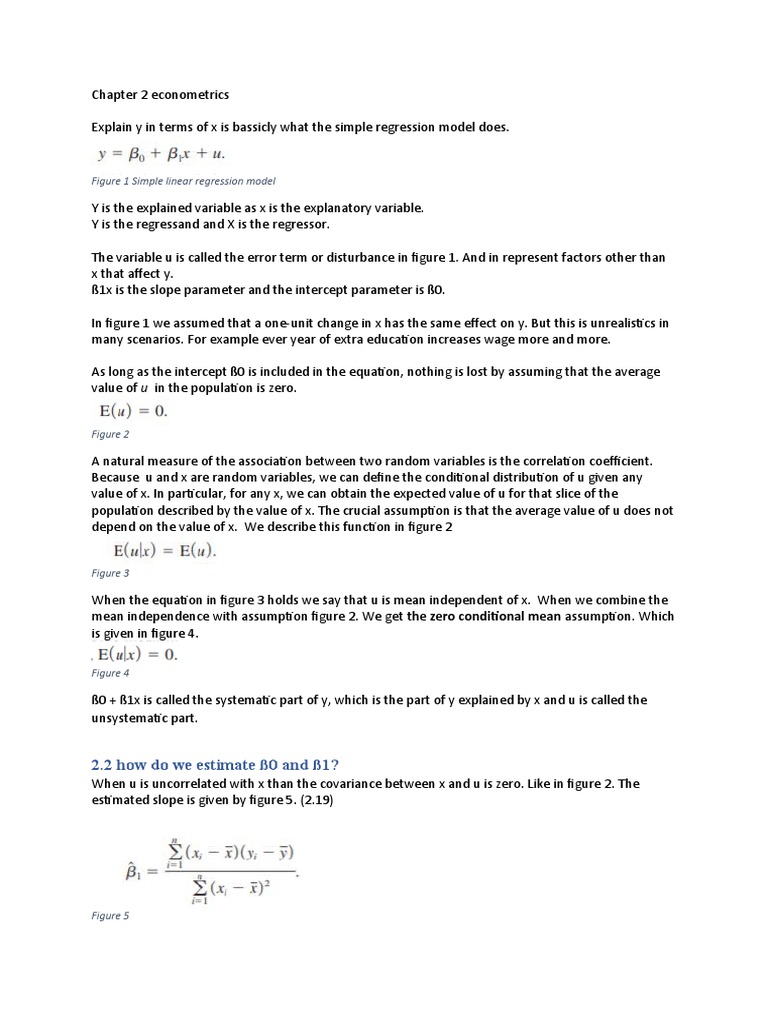 Chapter 2 Econometrics Pdf Ordinary Least Squares Dependent And Independent Variables