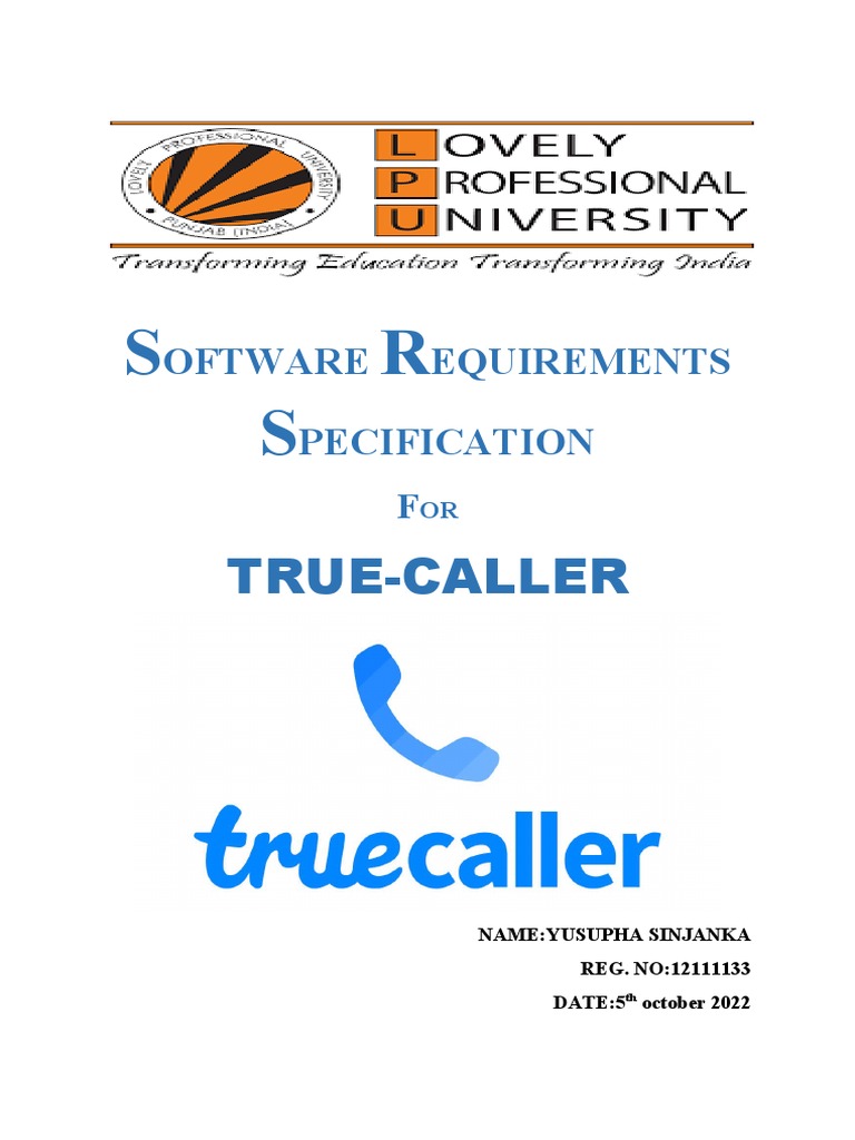 True-Caller: Oftware Equirements Pecification | PDF | Databases ...