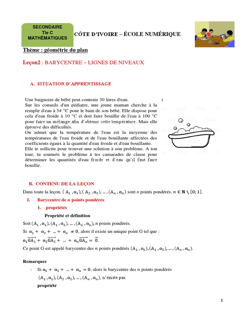 Barycentre et lignes de niveaux en géométrie | PDF | Mathématiques ...