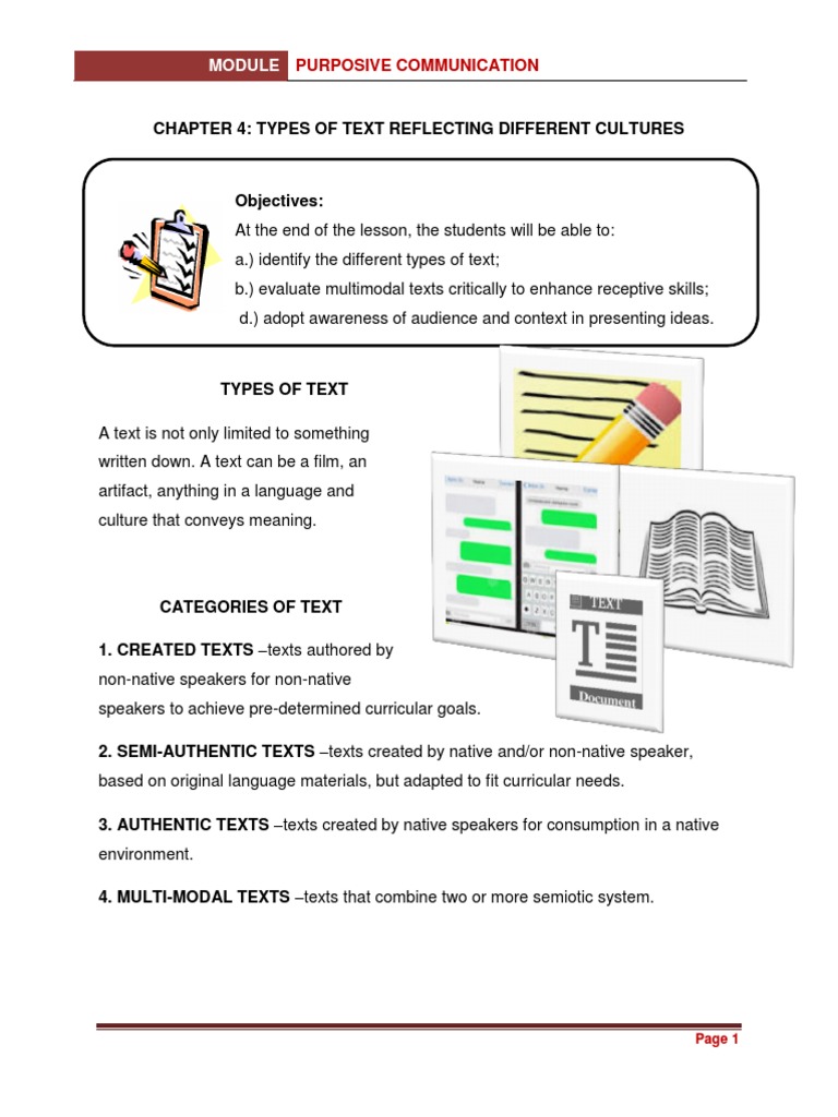 Types of Text in Purposive Communication | PDF | Target Audience ...