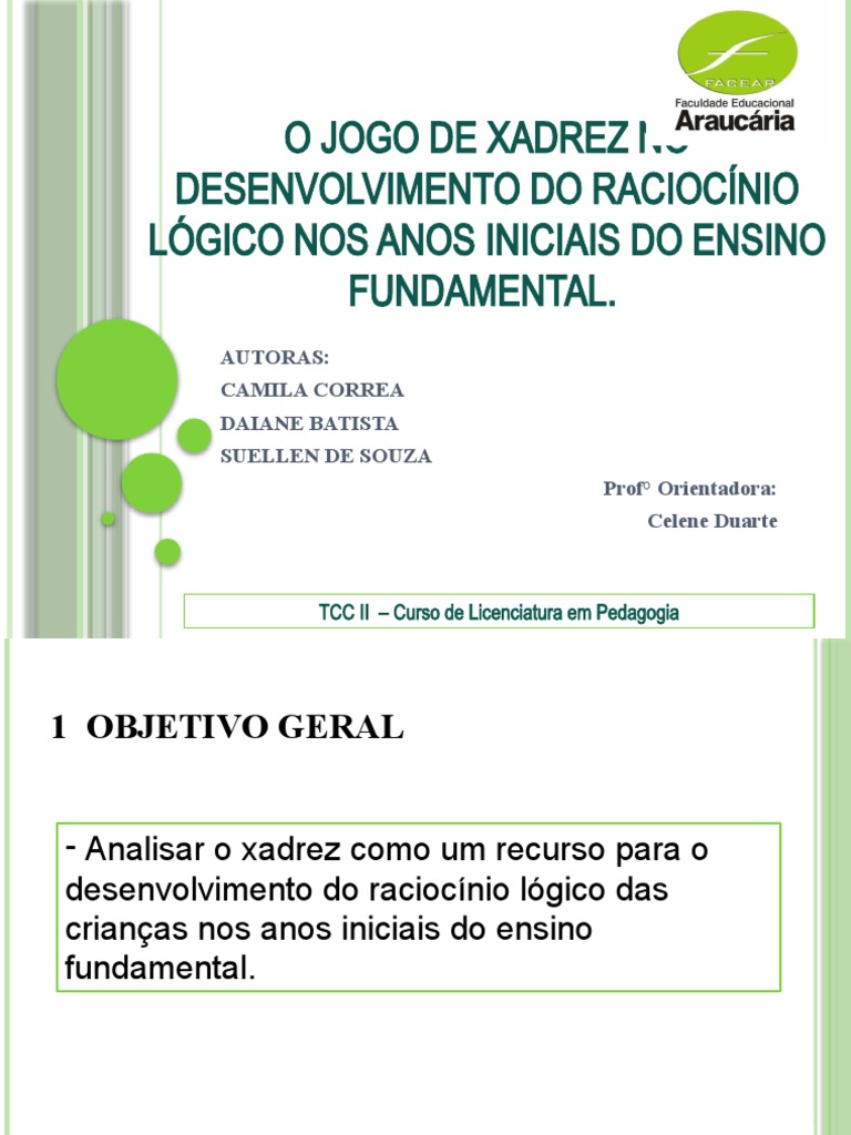 Tcc Slides Modelo Pdf Xadrez Pedagogia