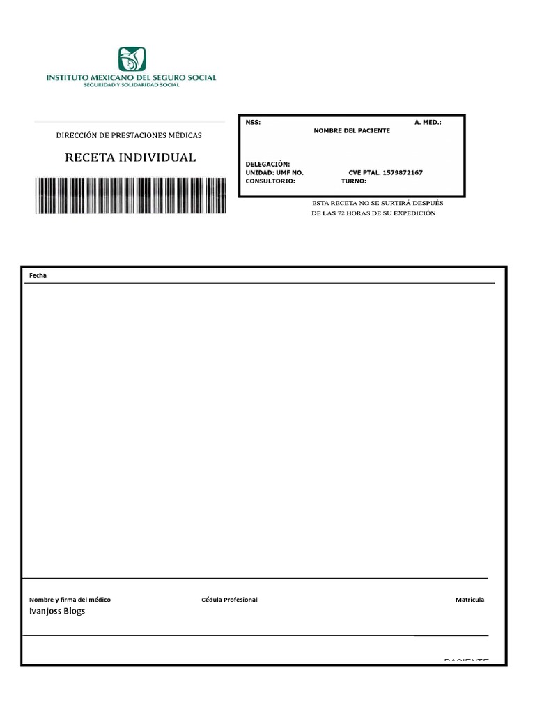 Receta Imss Plantilla | PDF