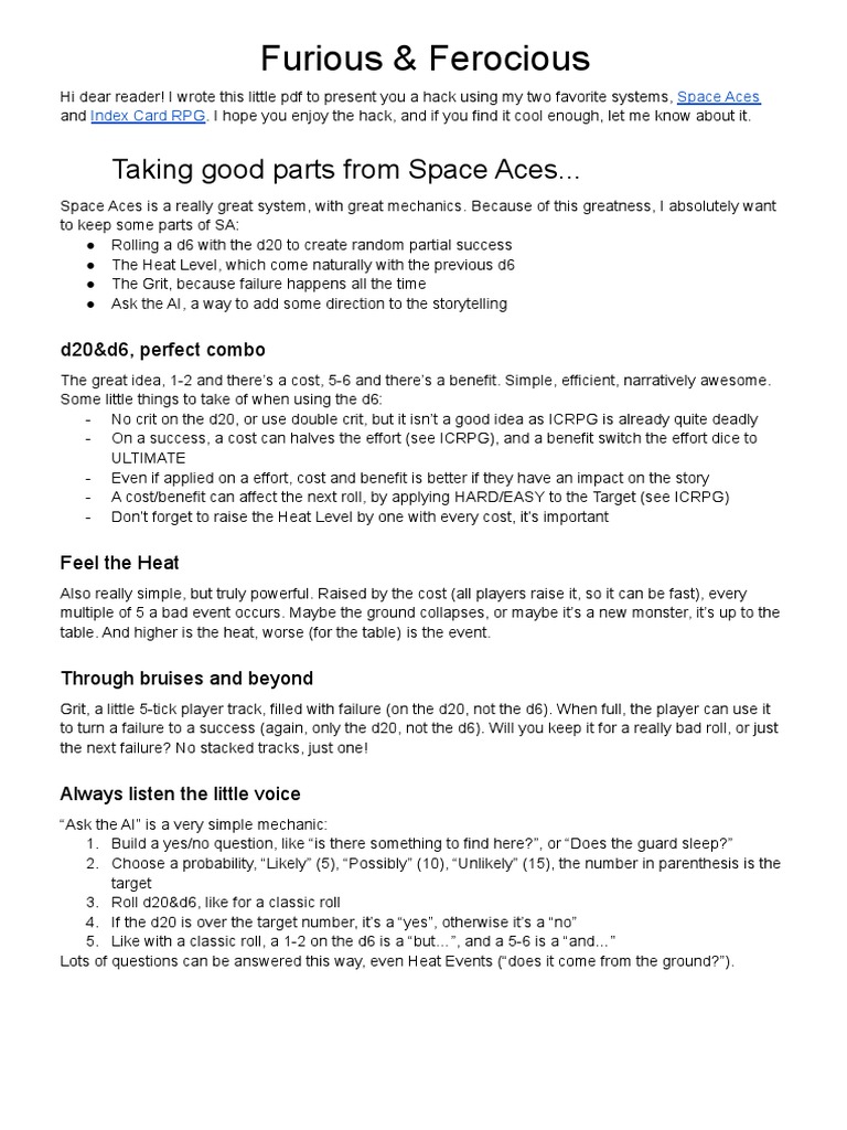 Furious and Ferocious | PDF | Dice | Tabletop Games