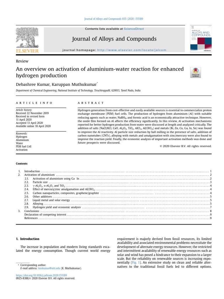 2020 An Overview On Activation of Aluminium-Water Reaction For Enhanced ...