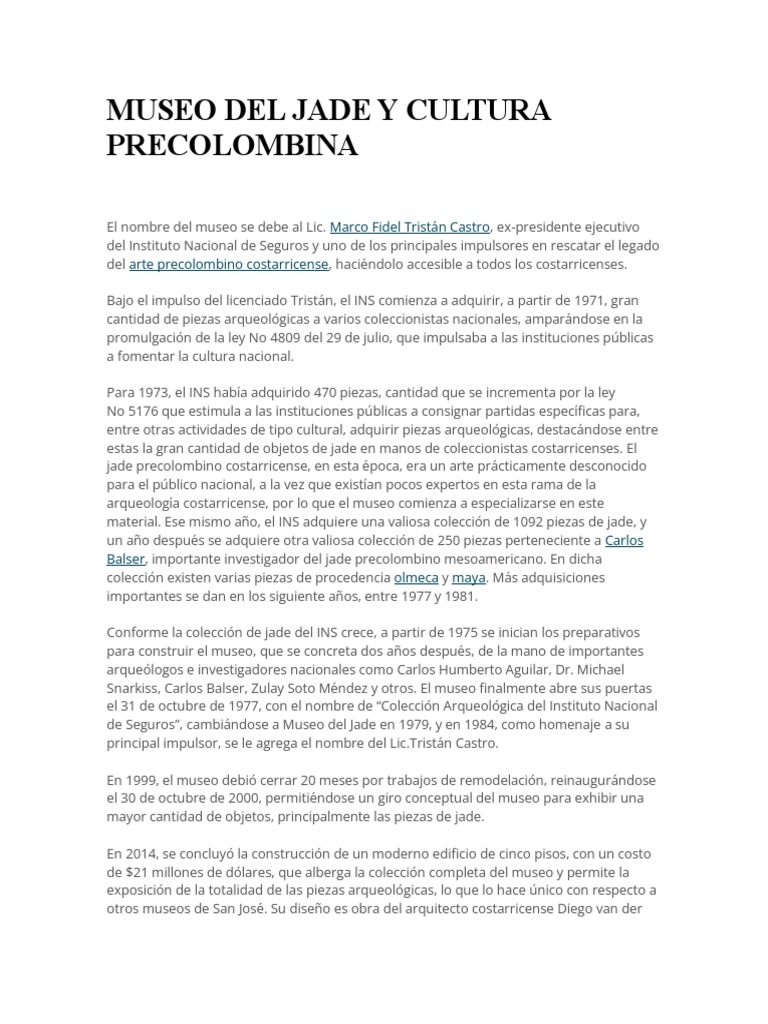 Museo Del Jade y Cultura Precolombina | PDF