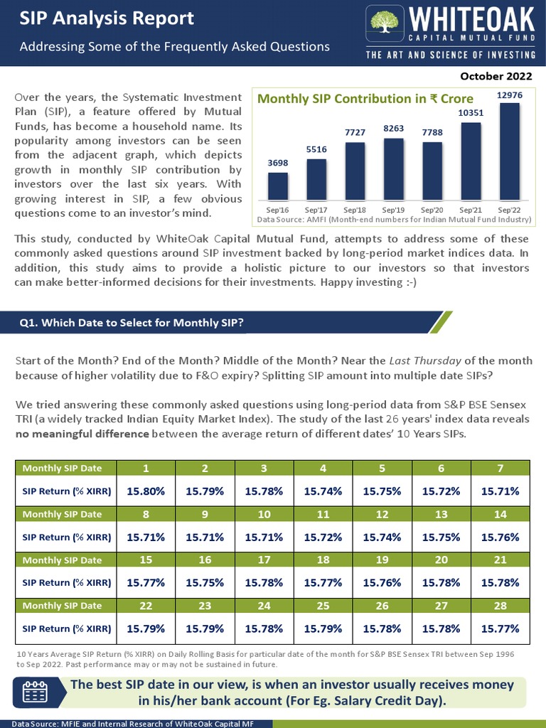Sip Study by Whiteoak Capital MF | PDF | Stock Market Index | Investing