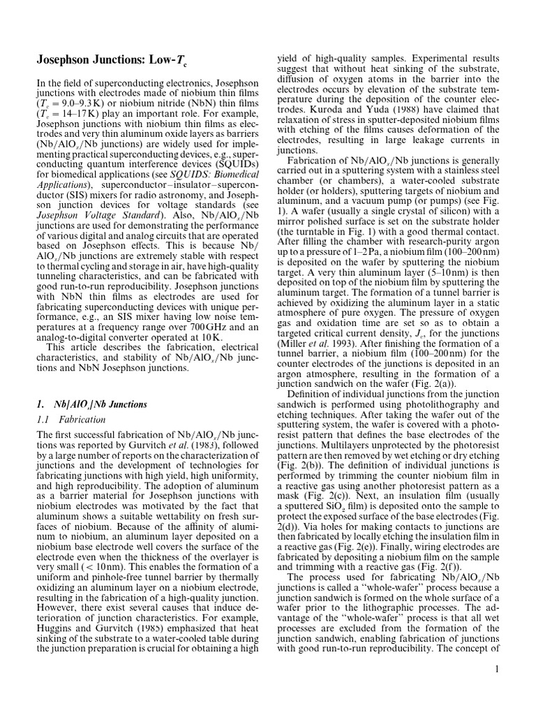 Josephson Junctions - Low-Tc A. Shoji | PDF | Electrical Engineering ...