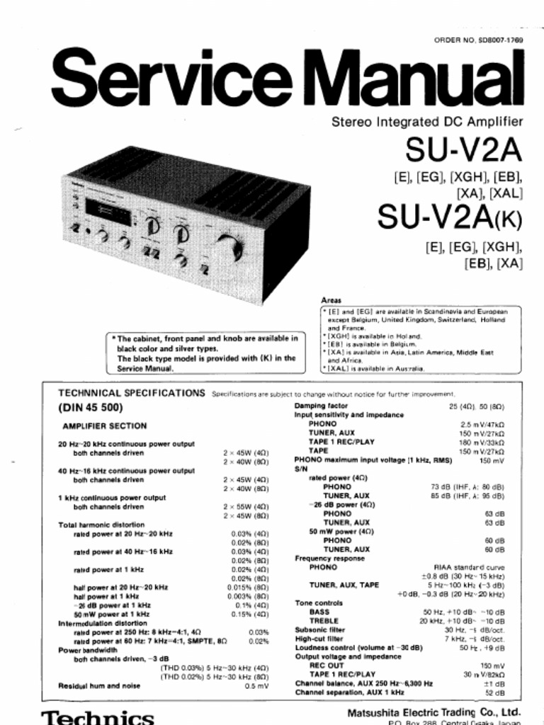 Technics SUV 2 A Service Manual | PDF