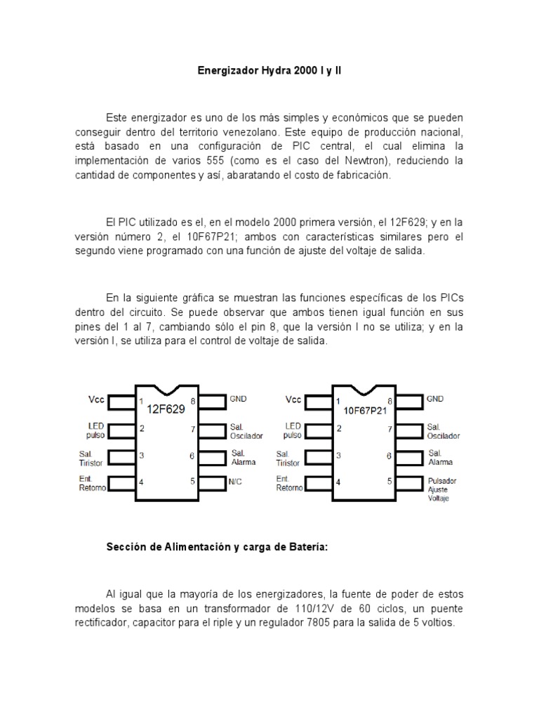 Energizador Hydra 2000: Funciones y Especificaciones | PDF | Fuente de ...