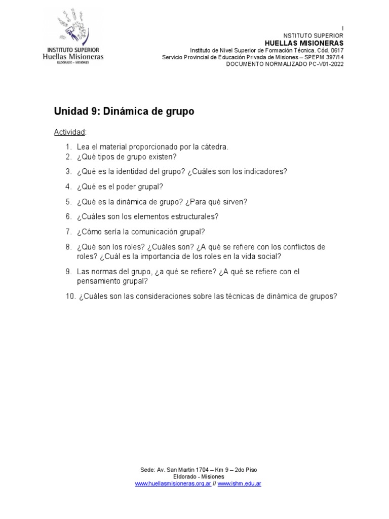 Actividad U9 - Grupo | PDF