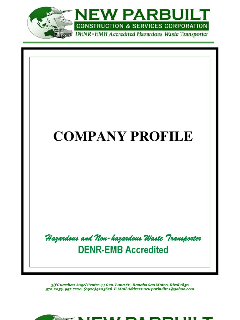 Company Profile: DENR-EMB Accredited | PDF | Hazardous Waste | Waste