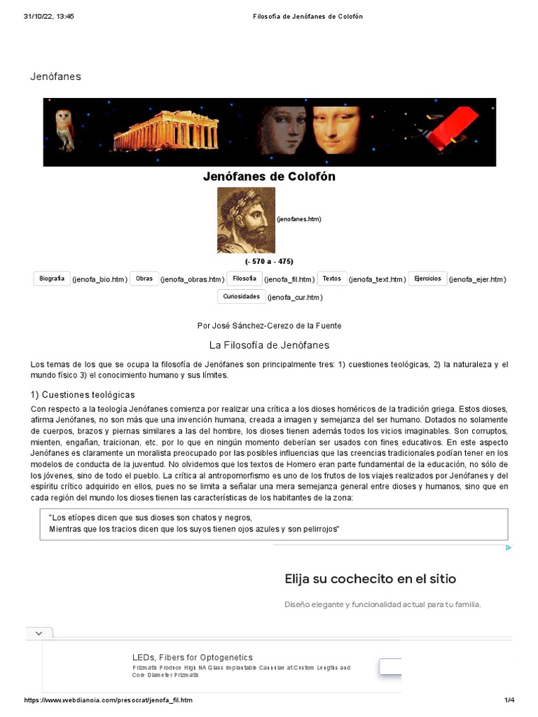 Filosofía de Jenófanes de Colofón | PDF | Verdad | Conocimiento
