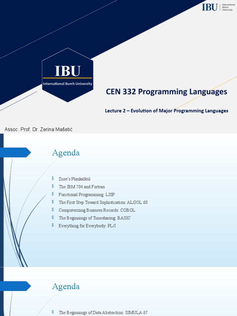 Lecture 2 - Evolution of Major Programming Languages | PDF | Object ...