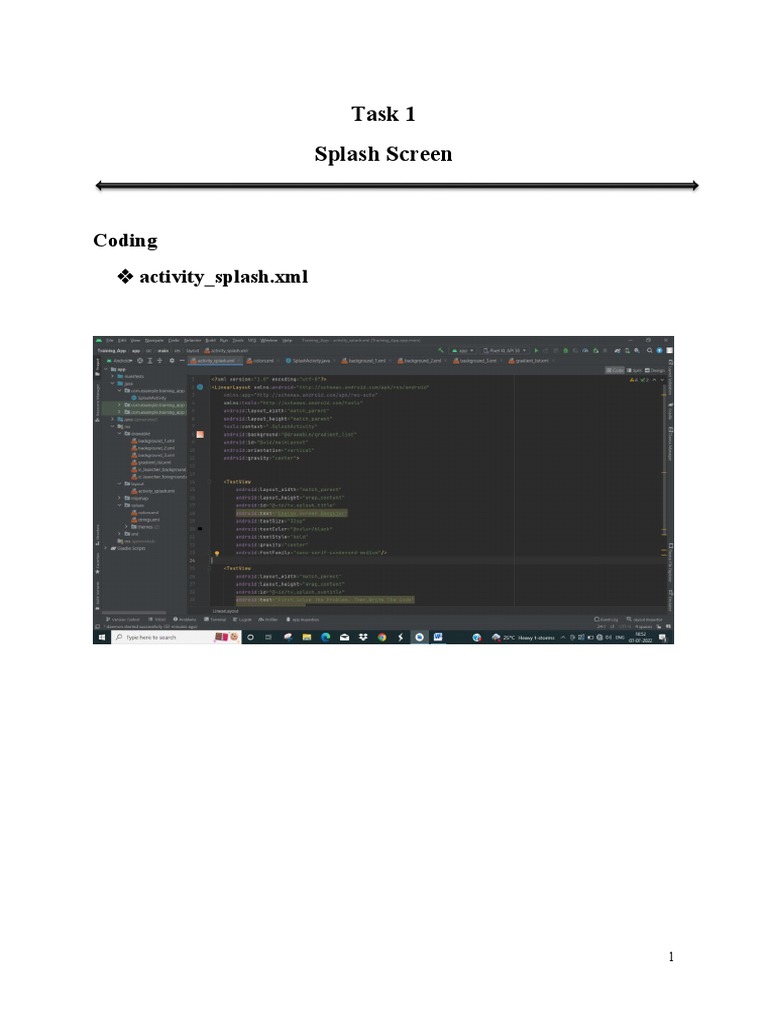 Task 1 Splash Screen Chetan Suresh Badgujar | PDF