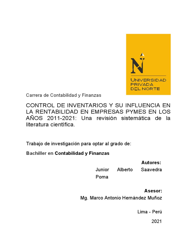 t1 Revision Sistematica Junior Saavedra | PDF | Inventario | Business