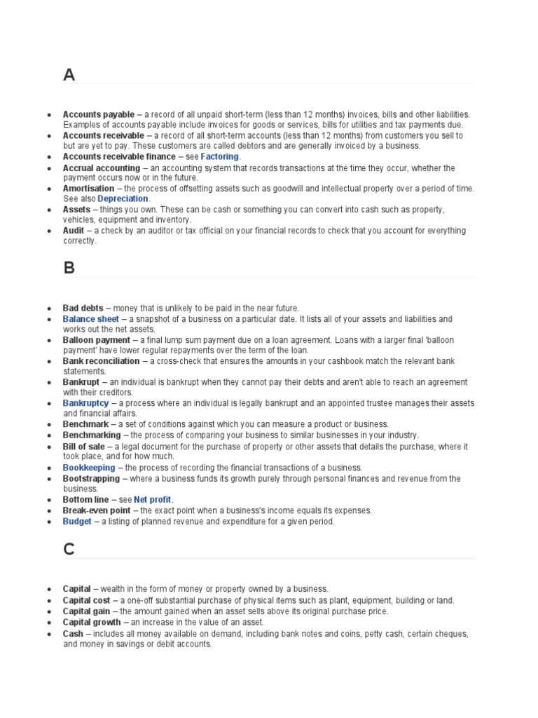Finance Terms | PDF | Finance & Money Management | Credit