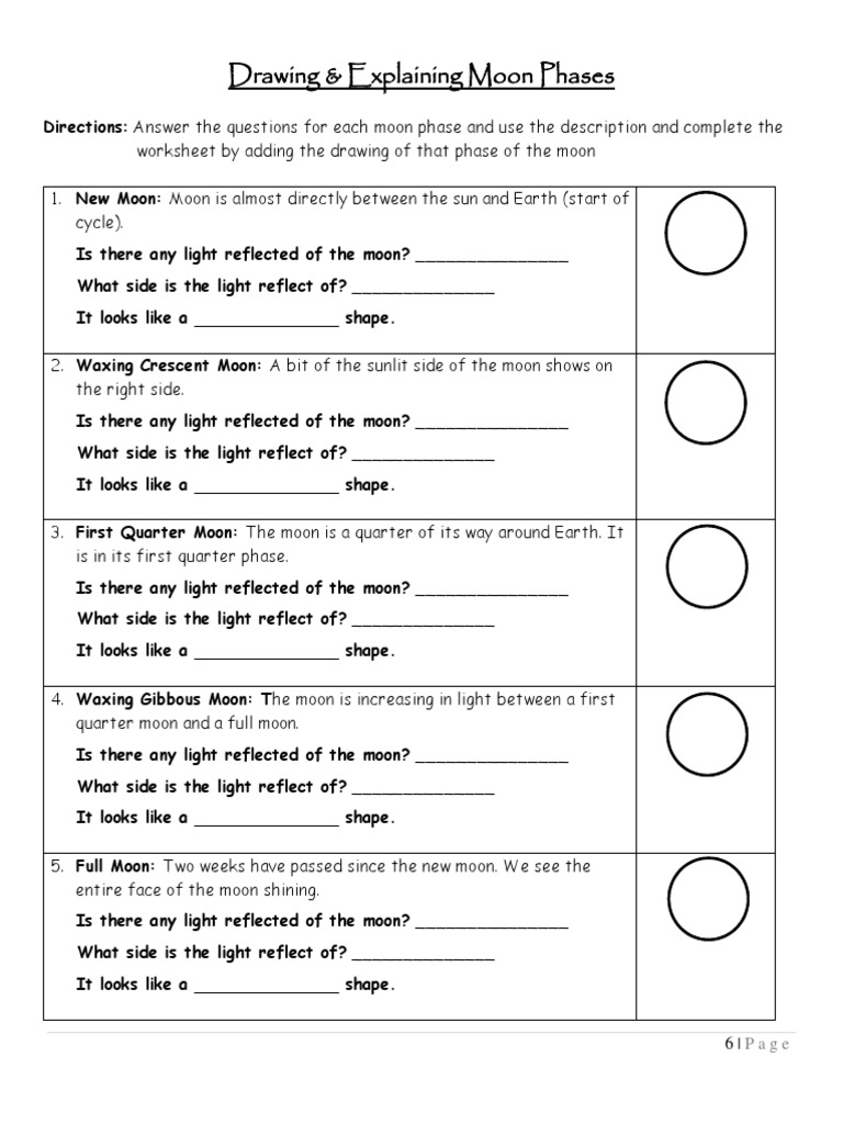 Moon Phases Worksheet Guide | PDF | Self-Improvement