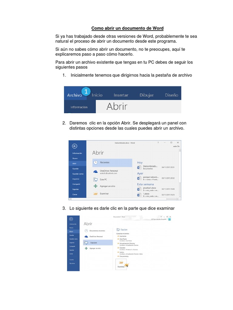 Como Abrir Un Documento de Word | PDF | Archivo de computadora ...