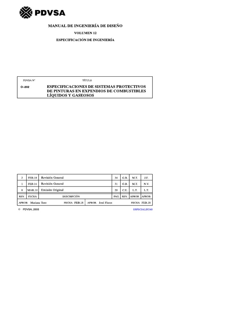 PDVSA 0-202 Febrero 2018 | PDF | Pintar | Hormigón
