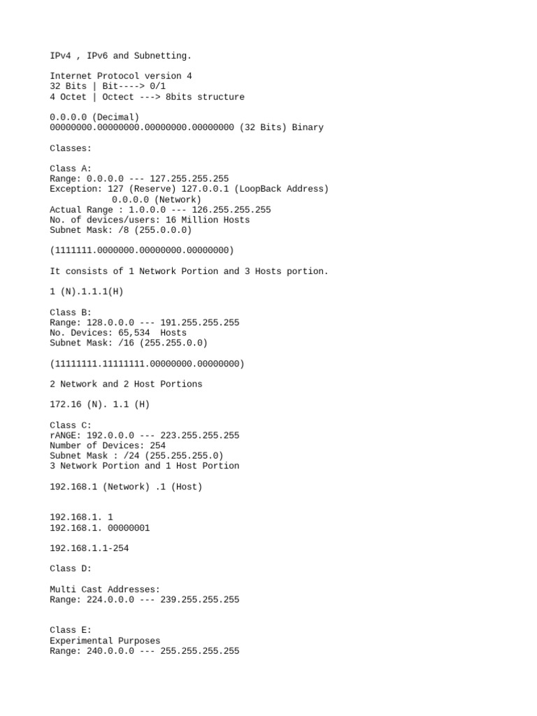 Subnetting Pdf Network Layer Protocols Internet Protocols