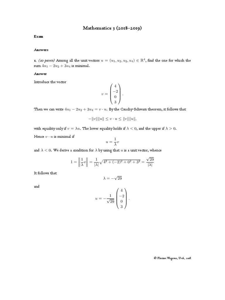 Math3 Final 2018 Incl Sol | PDF | Eigenvalues And Eigenvectors | Matrix (Mathematics)
