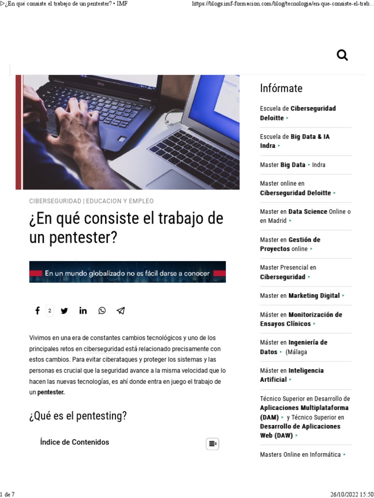 ¿En qué consiste el trabajo de un pentester • IMF | PDF | Prueba de ...